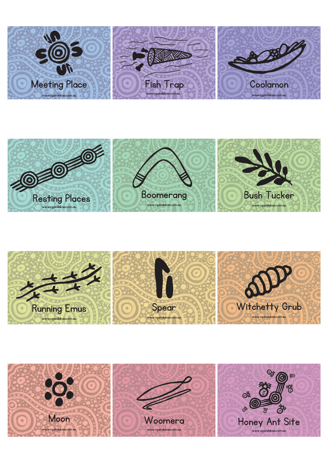 Aboriginal Symbol Flash Cards (Digital File) – Ngandabaa